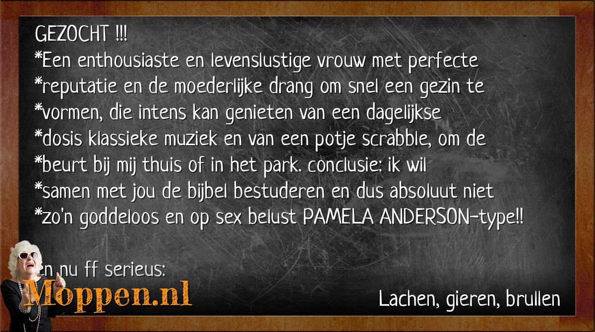 Moppen.nl - Mop: Gezocht