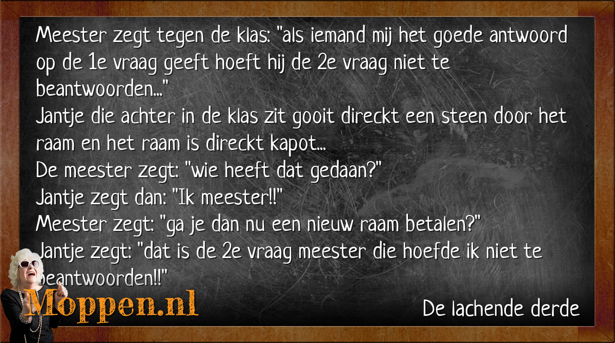 Moppen.nl - Mop: Jantje en de kapotte ruit