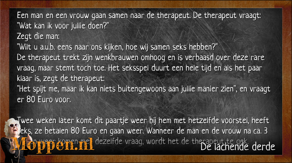 Moppen.nl - Mop: Seks therapeut